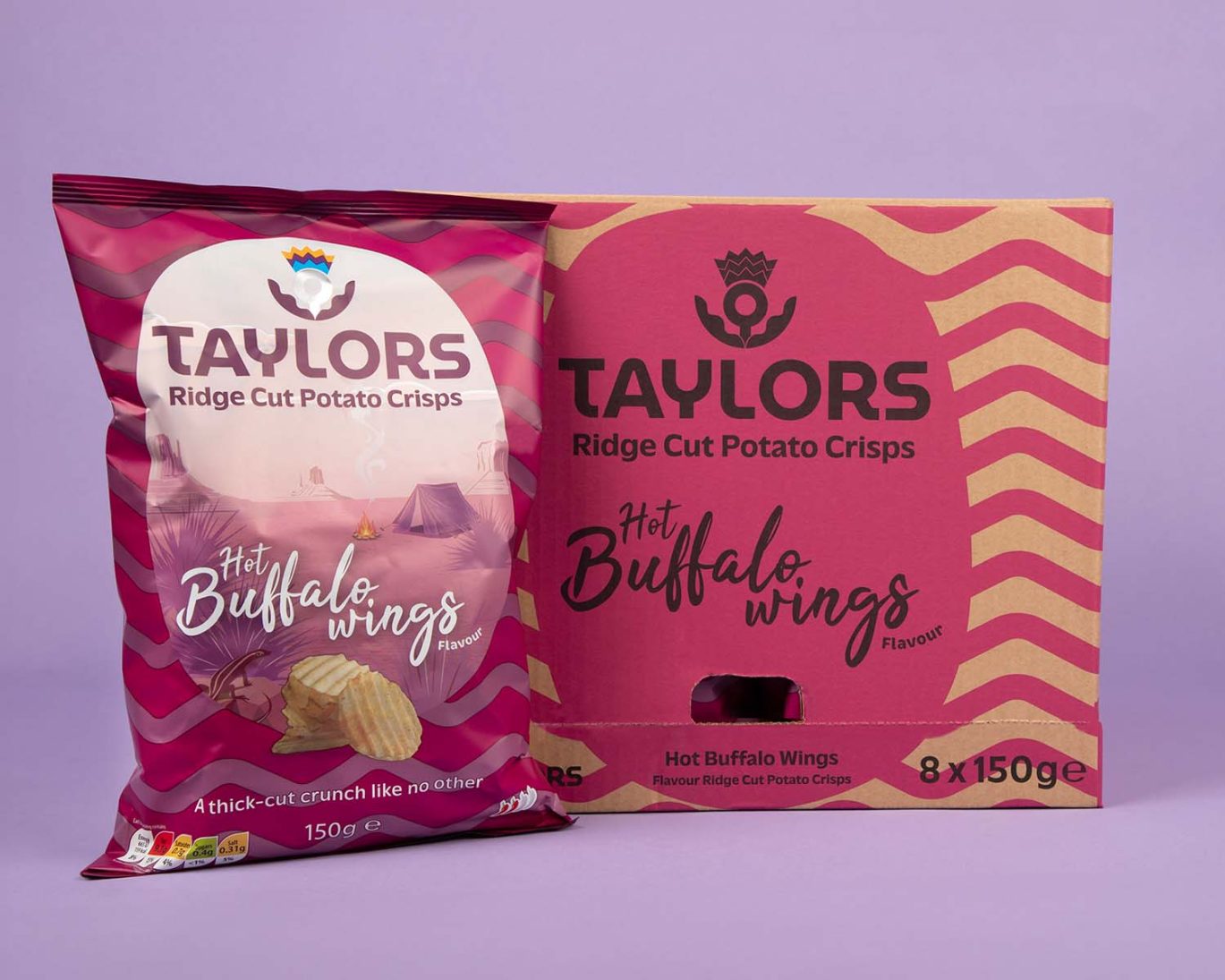 Hot Buffalo Wings Flavour Ridge Cut Crisps - Taylors Snacks