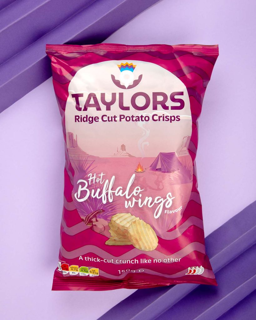 Hot Buffalo Wings Flavour Ridge Cut Crisps - Taylors Snacks