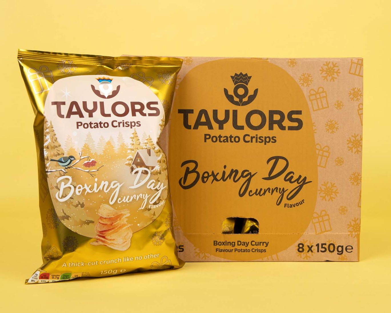 Festive Boxing Day Curry Flavour Potato Crisps - Taylors Snacks
