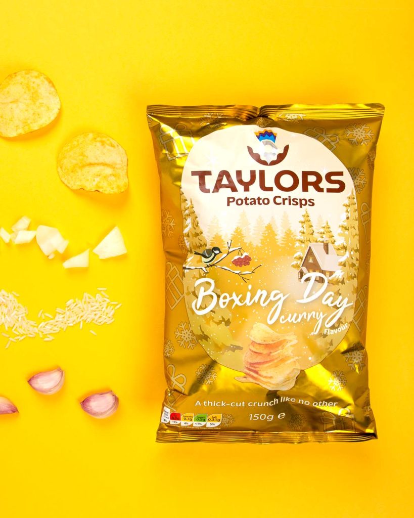 Festive Boxing Day Curry Flavour Potato Crisps - Taylors Snacks